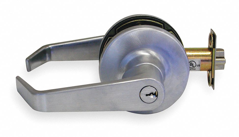 Lever, Mechanical, Heavy Duty, Keyed Different, Satin Chrome, 2 3/4 in ...