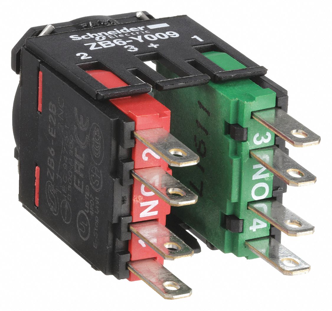 SCHNEIDER ELECTRIC, 16 mm Panel Mounting Size, 1NO/1NC, Contact Block ...