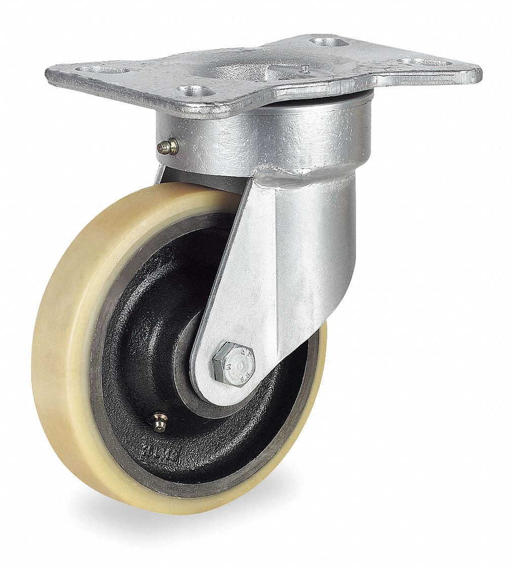 Plate Caster, Rigid, Polyurethane, 700 lb, 5 in Wheel Dia. - Grainger
