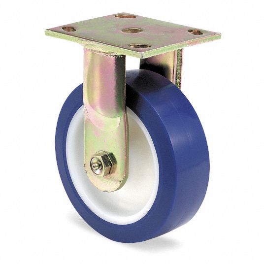 E.R. WAGNER Plate Caster, Rigid, Polyurethane, 900 lb, 6 in Wheel Dia ...