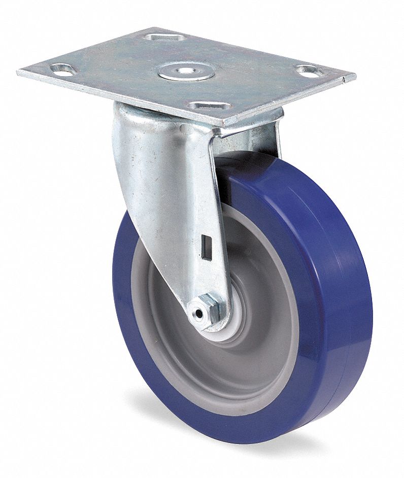 Plate Caster, Swivel, Polyurethane, 375 lb, 4 in Wheel Dia. - Grainger