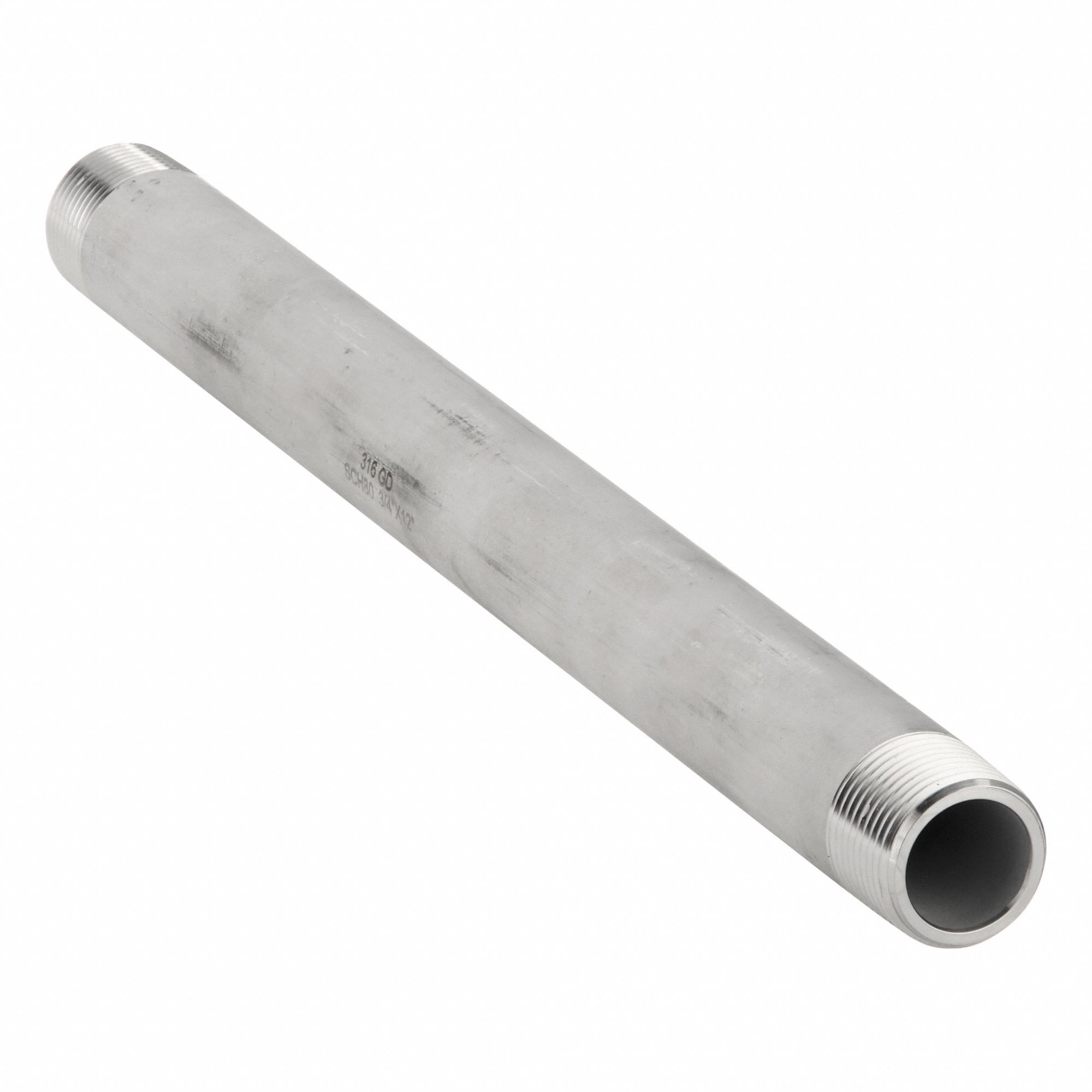 316 Stainless Steel, 3/4 in Nominal Pipe Size, Nipple - 4WKC4|E6BNE16 ...