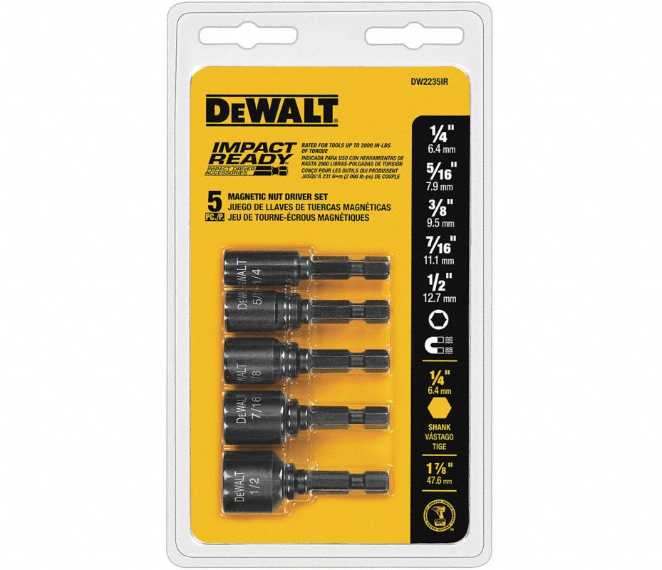 DEWALT Juego de Aprietatuercas, Sí, Inglés/Imperial, 1/4", 5/16", 3/8 ...