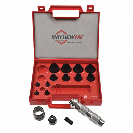 MAYHEW Metric Hollow Punch Set: 1/2 in_3/4 in_1 in_4 3/4 in Overall Lg ...