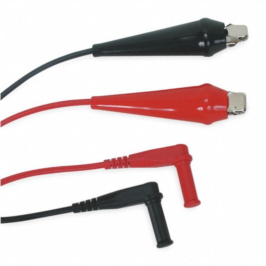 3 ft 4 in Right Angle Shrouded Plug to Large Alligator Clip Test Clip ...