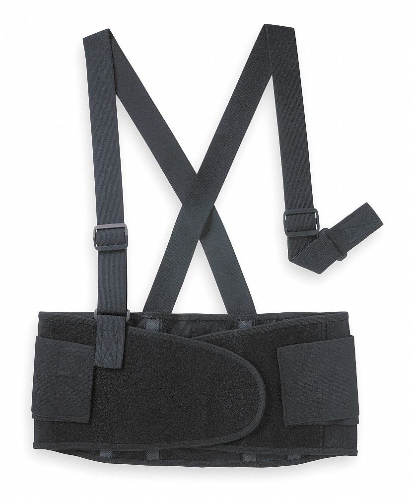 Elastic Back Support with Stay, 8" Width, S, Black - Grainger