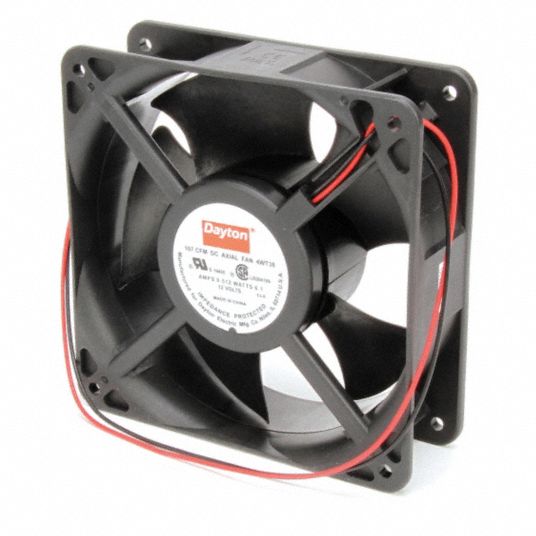 Axial Fan,12VDC,4-11/16In H,4-11/16In W - Grainger