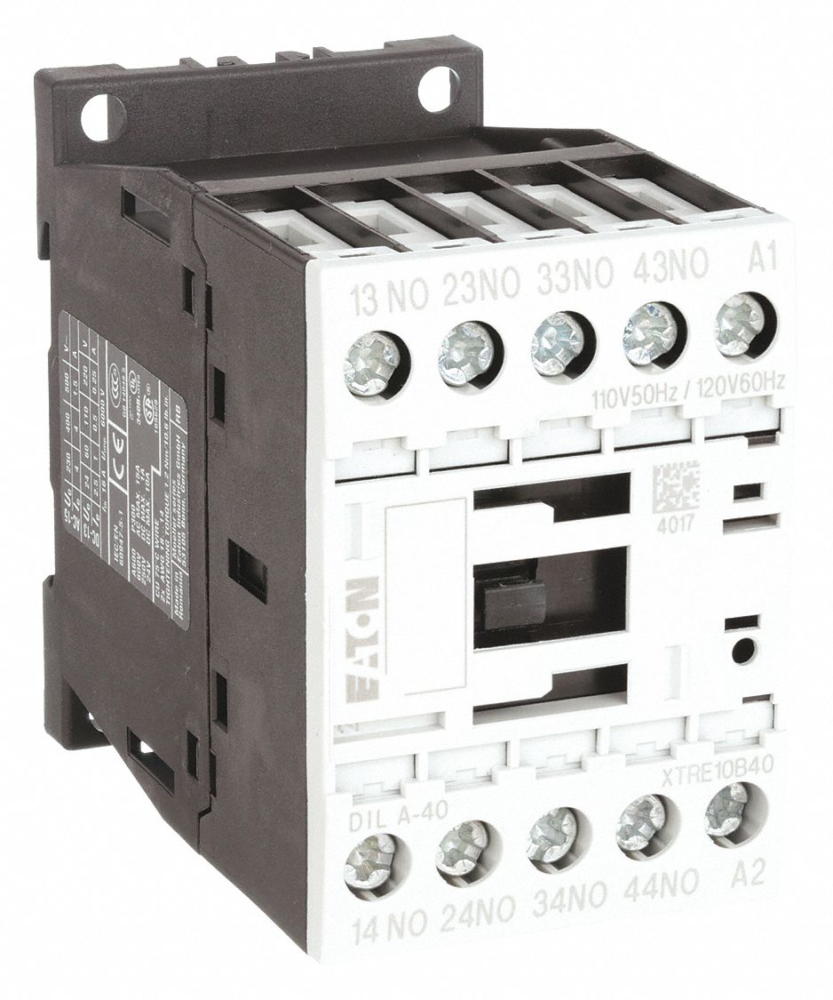 EATON, DIN-Rail Relay Mounting, 120V AC Coil Volt, IEC Control Relay ...