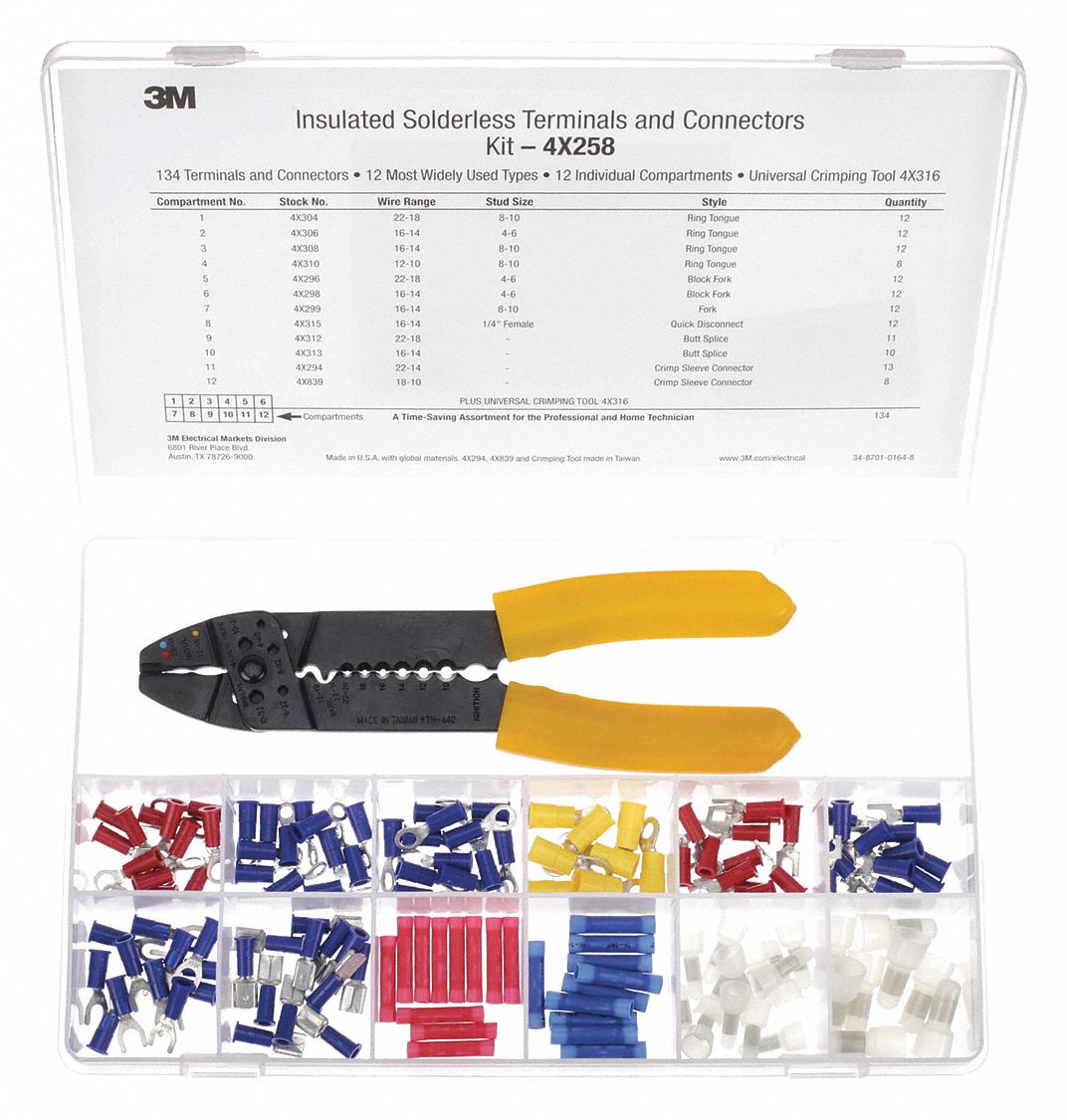 3M, Crimping Tool, Crimp Termination, Wire Terminal Kit - 4X258|G-101 ...