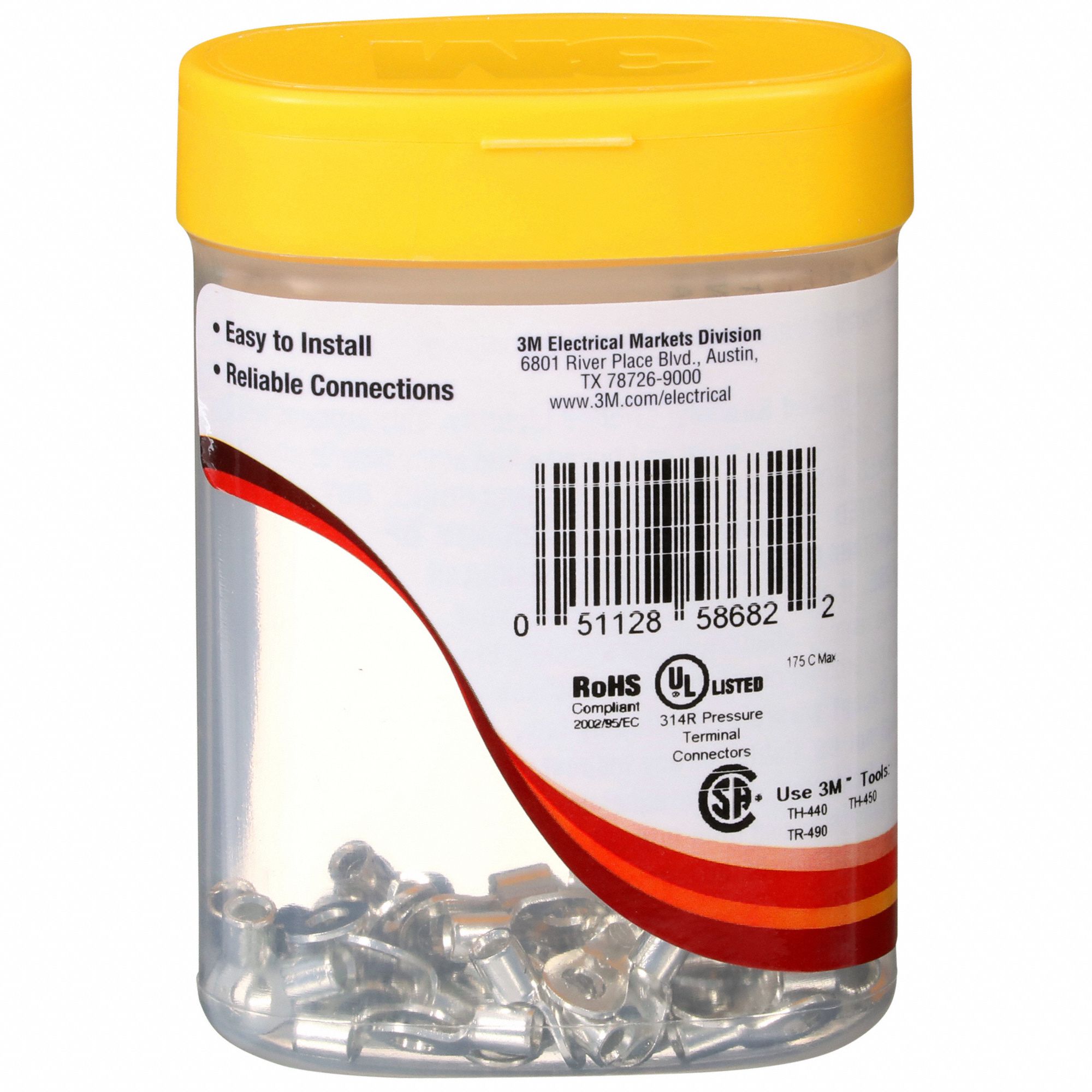 3M Ring Terminal: Bare, #10 Stud Size, 12 AWG to 10 AWG WIre Size Range ...