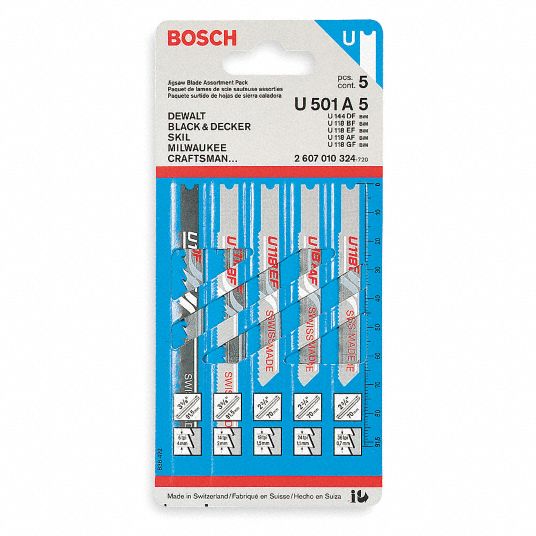 Jig Saw Blade Set, 5 to 6, 14, 18, 24, 36 Teeth per Inch, PK 5 - Grainger