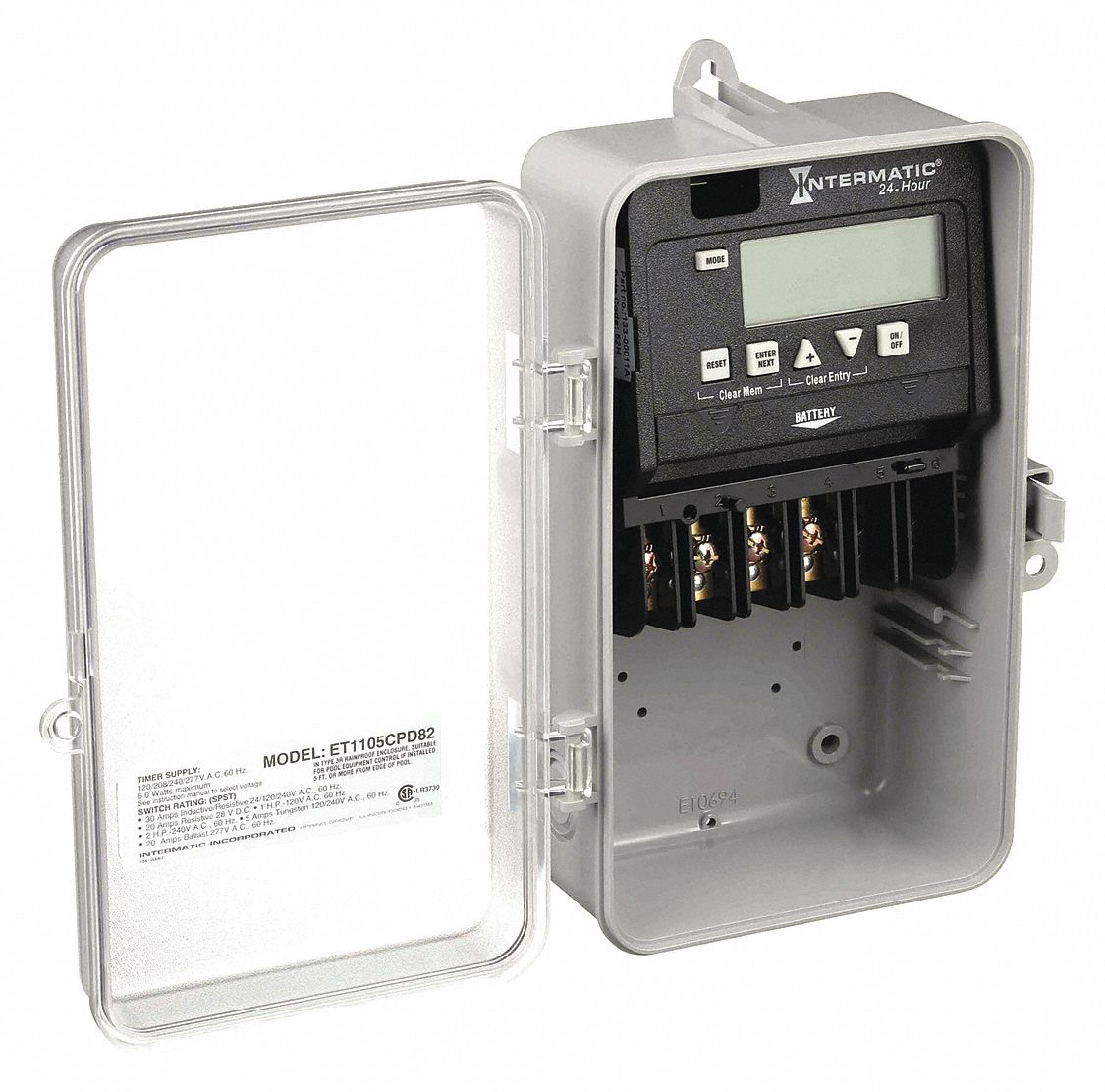 INTERMATIC, SPST, Electronic Timer - 4XGW1|ET1105CPD82 - Grainger