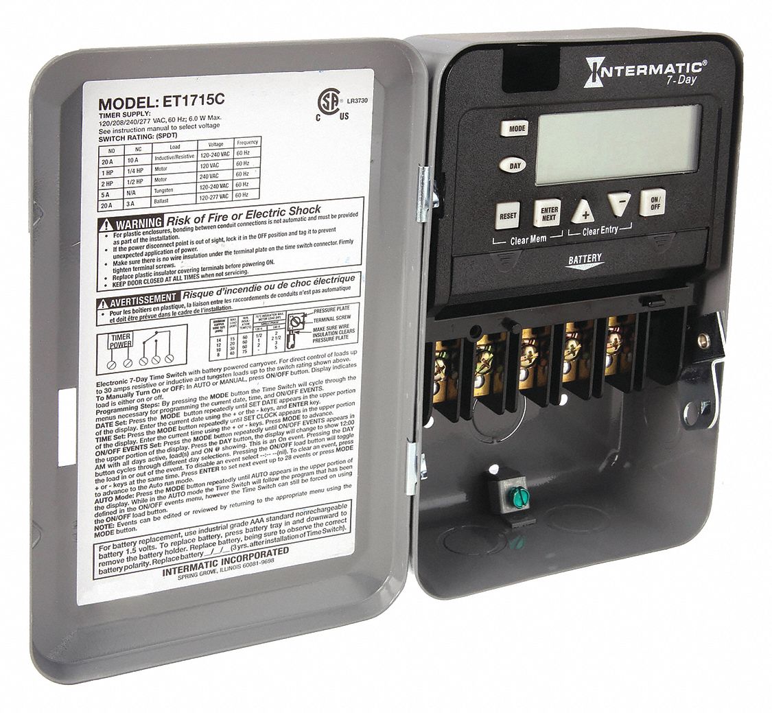 INTERMATIC, SPDT, Electronic Timer - 4XGW3|ET1715C - Grainger