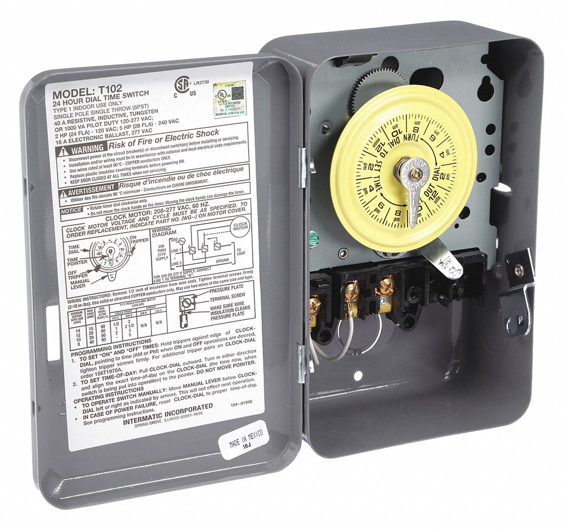 INTERMATIC, 24 hr Nominal Max. Time Setting, Steel, Electromechanical ...
