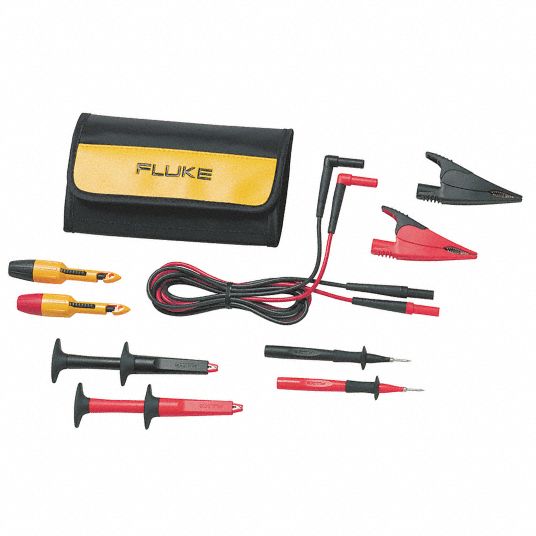 FLUKE, Alligator Clip/Probe, Std Shrouded Banana Plug, Test Lead Kit ...