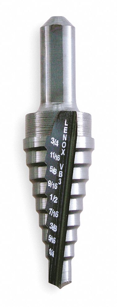 LENOX Step Drill Bit, HSS, 9 Sizes, 1/4-3/4 In. - 4XL24|30883VB3 - Grainger