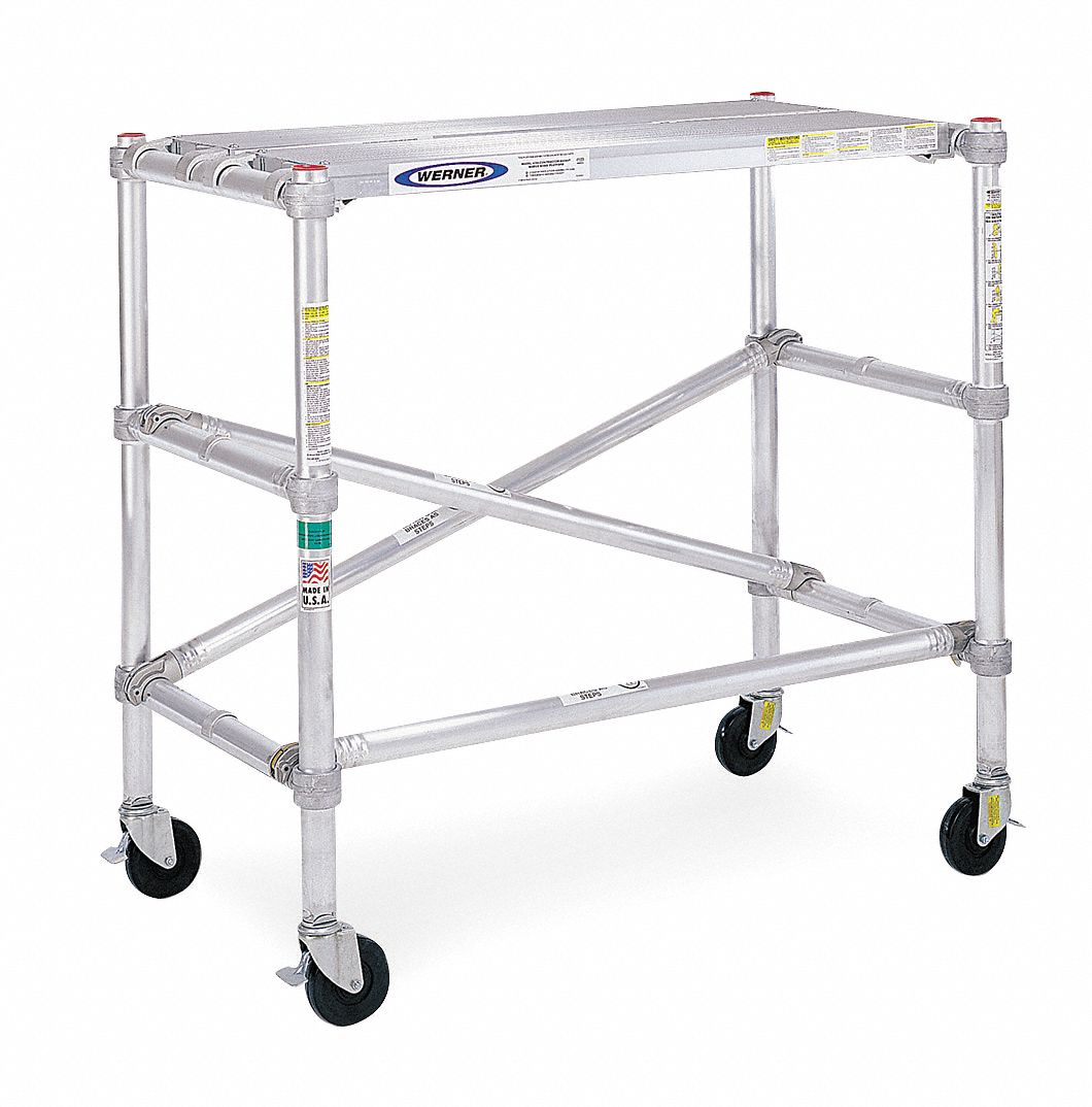 Rolling Work Platform, Aluminum, Quad Access Platform Style, 48 in ...
