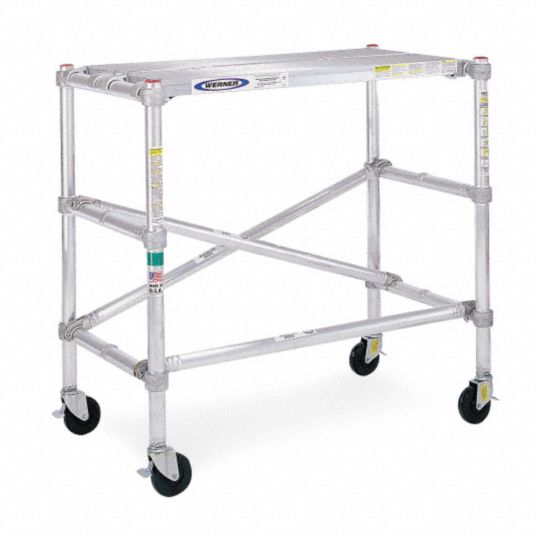 Rolling Work Platform, Aluminum, Quad Access Platform Style, 48 in ...