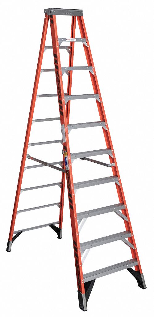 WERNER, 10 ft Ladder Size, Fiberglass, Stepladder - 4XN74|7410 - Grainger