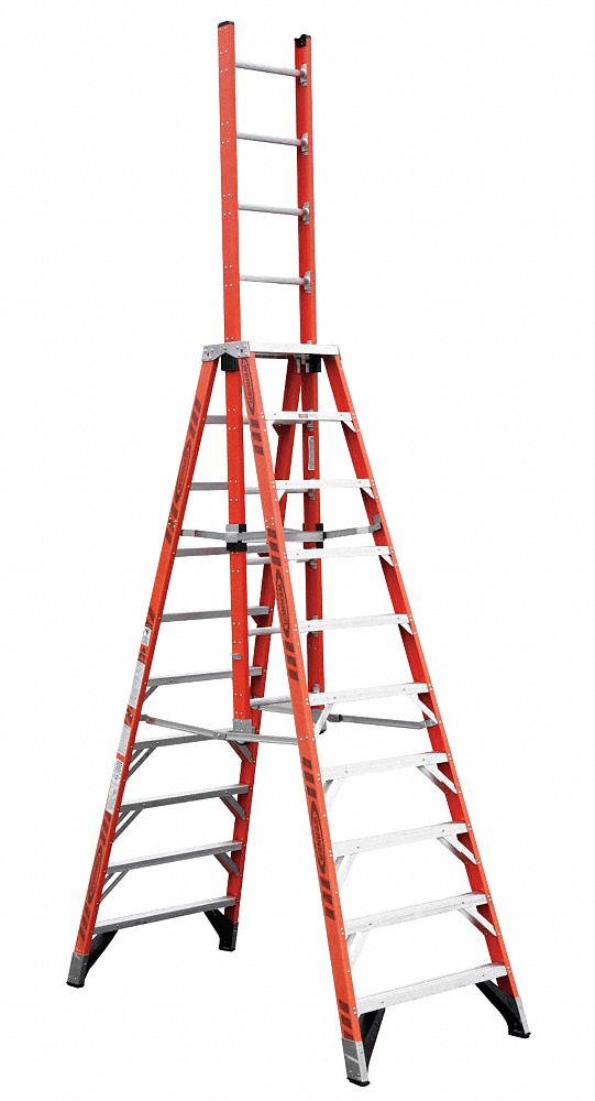 WERNER 10 Ft Ladder Ht 9 Steps Trestle Extension Ladder 4XP06