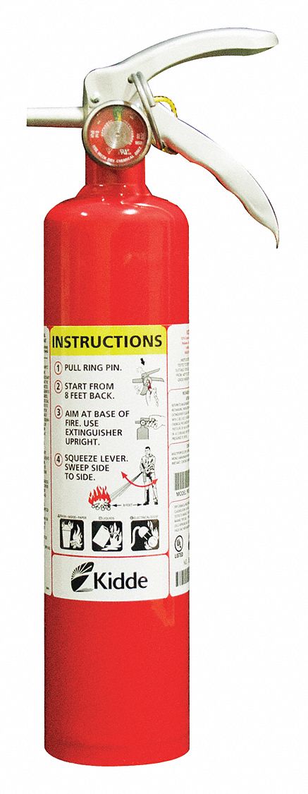 KIDDE Fire Extinguisher, Dry Chemical, Monoammonium Phosphate, 2.5 lb ... KIDDE Fire Extinguisher, Dry Chemical, Monoammonium Phosphate, 2.5 lb ...