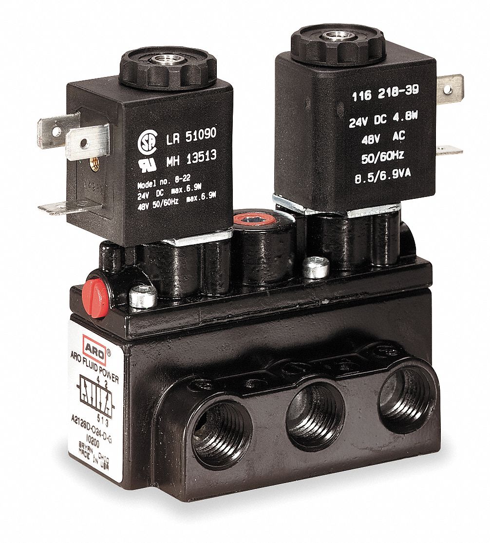 ARO, Alpha, Four-Way / Two-Position, Solenoid Air Control Valve - 4XT33|A212SD-024-D - Grainger