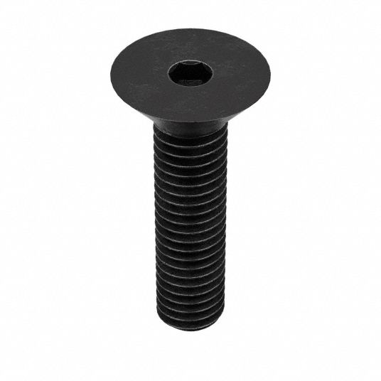 Flat, Socket Flat Head Cap Screw, 3/8"-16, Steel, Alloy Steel, Black ...