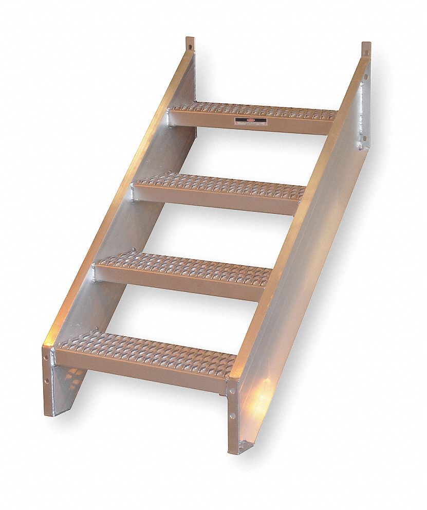 Aluminum Stair Unit, 45 in Top Step Height, 350 lb Load Capacity ...