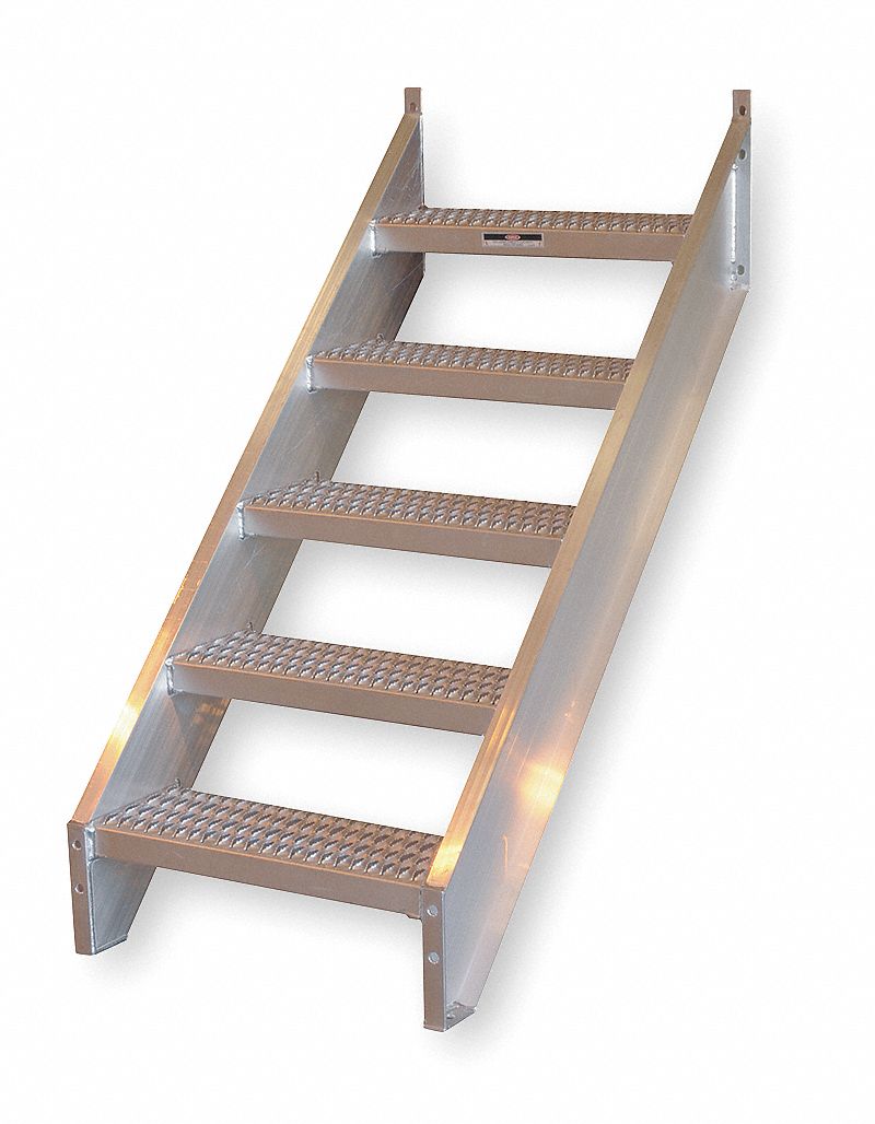 Aluminum Stair Unit, 54 in Top Step Height, 350 lb Load Capacity ...