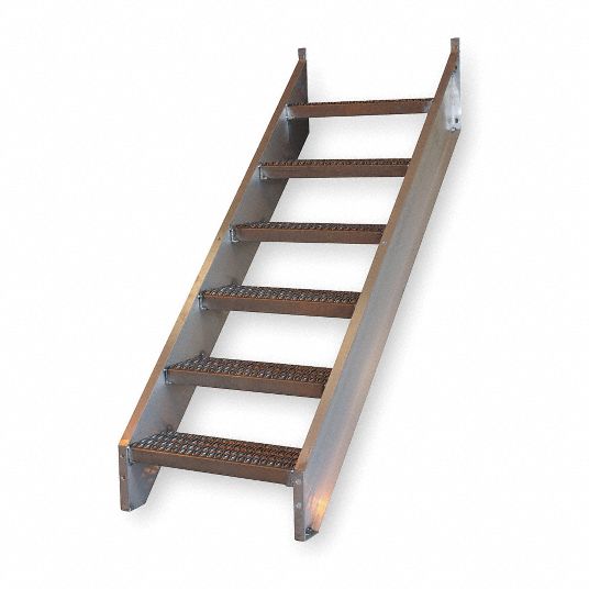 Aluminum Stair Unit, 63 in Top Step Height, 350 lb Load Capacity ...