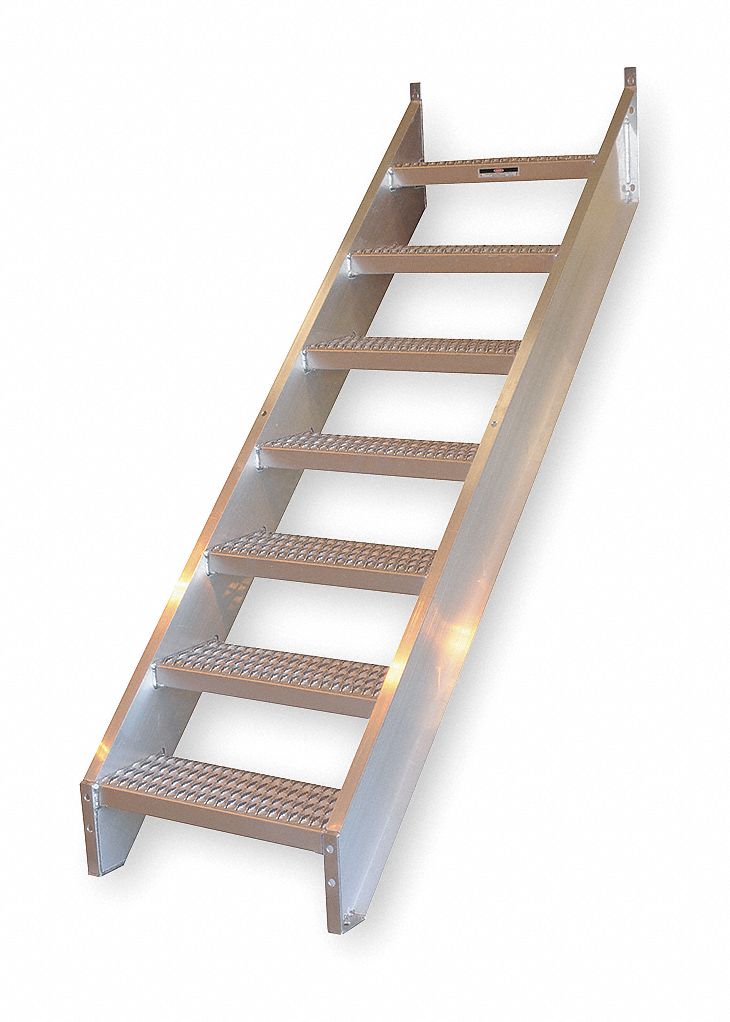 Aluminum Stair Unit, 63 in Top Step Height, 350 lb Load Capacity ...