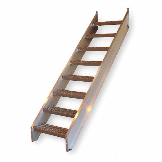 Aluminum Stair Unit, 81 in Top Step Height, 350 lb Load Capacity ...