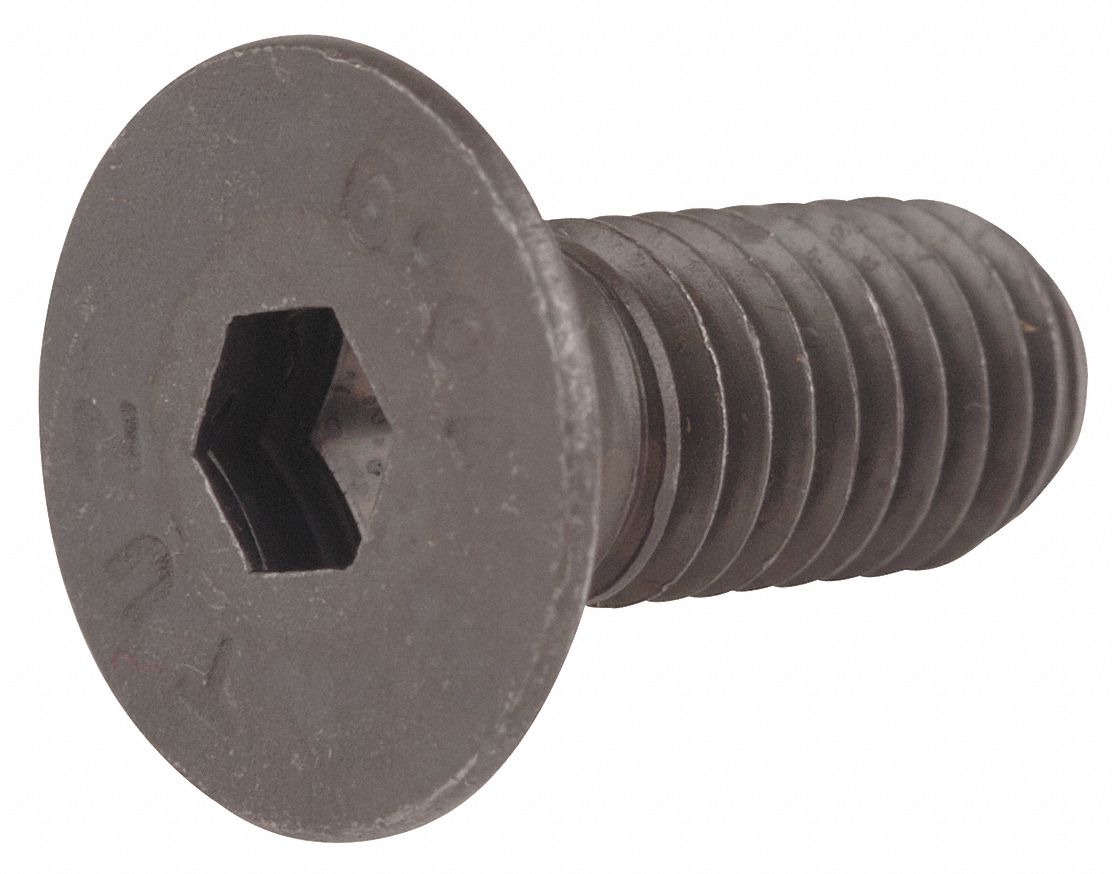 Flat, Metric Socket Flat Head Cap Screw, M8-1.25, Steel, Class 10.9, Black Oxide, 20mm Length ...