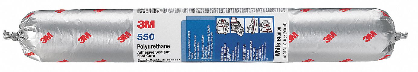 3M White Polyurethane Adhesive Sealant, Fast Cure, 550, 600mL - 4YDH6 ...