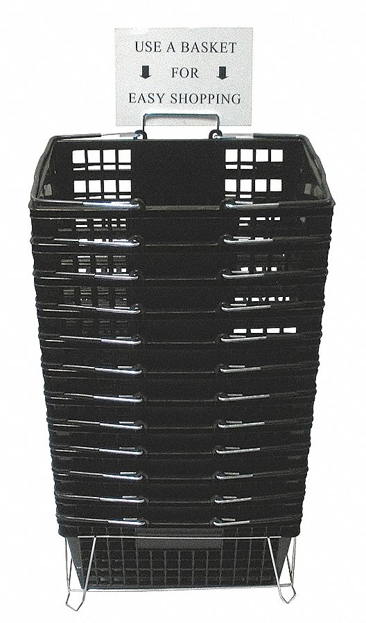 Plastic, Black, Hand Basket - 4YFF1|RWR-HDB-BK01ST - Grainger