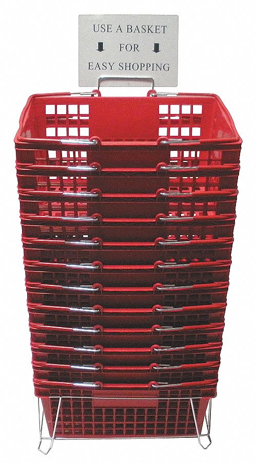 Plastic, Red, Hand Basket - 4YFF4|RWR-HDB-RD02ST - Grainger