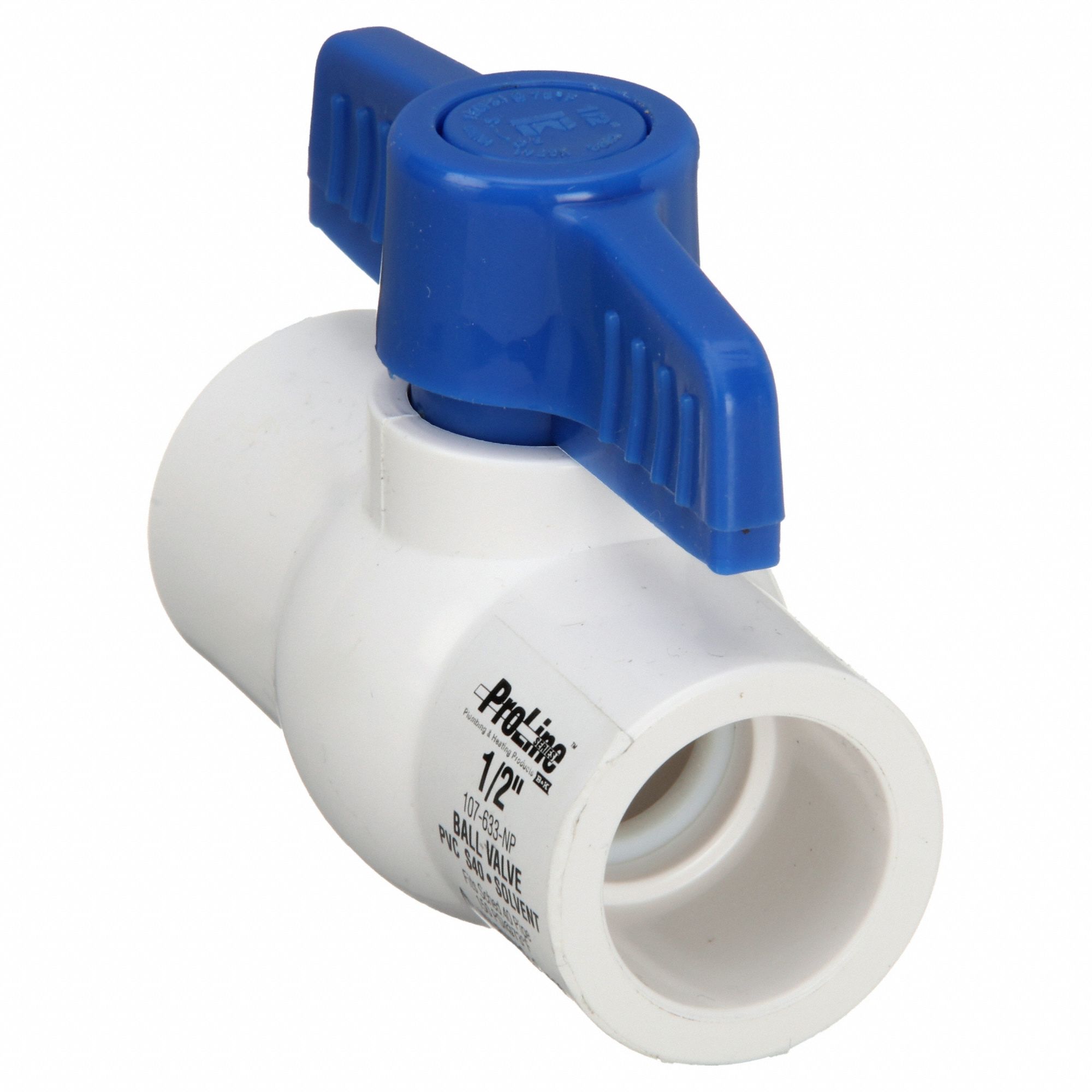 1/2 in, PVC, Manual Two-Way Ball Valve - 4YLH6|107-633-NP - Grainger