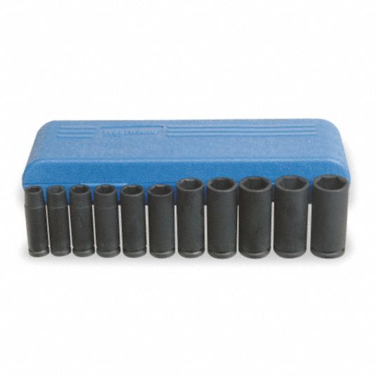 WESTWARD Impact Socket Set: 1/2 in Drive Size, 11 Pieces, 1/2 in to 1 1/8 in Socket Size Range ...