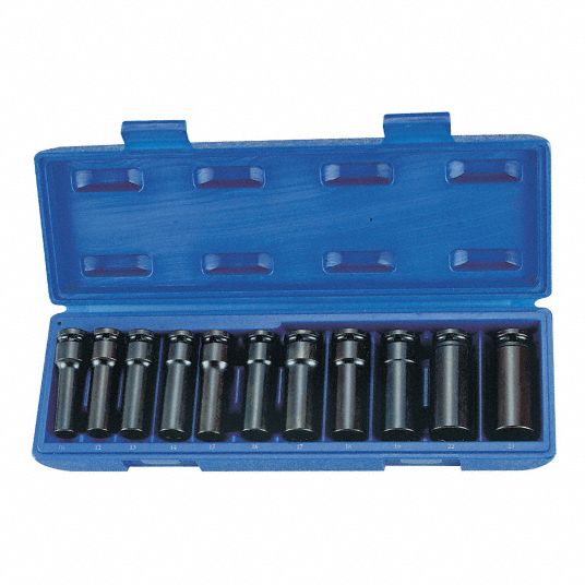 Impact Socket Set, 1/2 in, Impact Rated No - Grainger