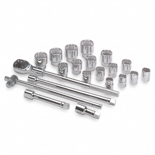 WESTWARD Socket Wrench Set: 3/4 in Drive Size, 21 Pieces, 19 mm to 50 ...