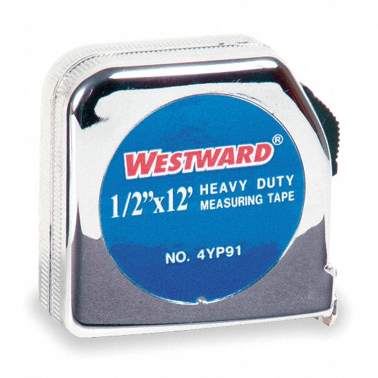 12 ft. Steel Tape Measure, Chrome - Grainger