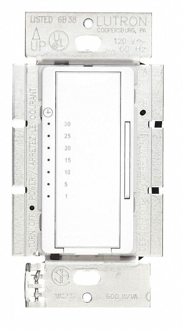 LUTRON, 30 min Max, 1 min Min, Countdown Timer - 4YPG5|MA-T530G-WH ...
