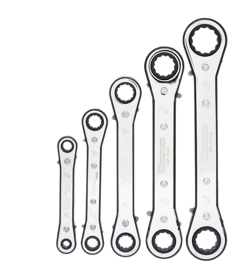 WESTWARD, Alloy Steel, Chrome, Box End Wrench Set - 4YR21|4YR21 - Grainger