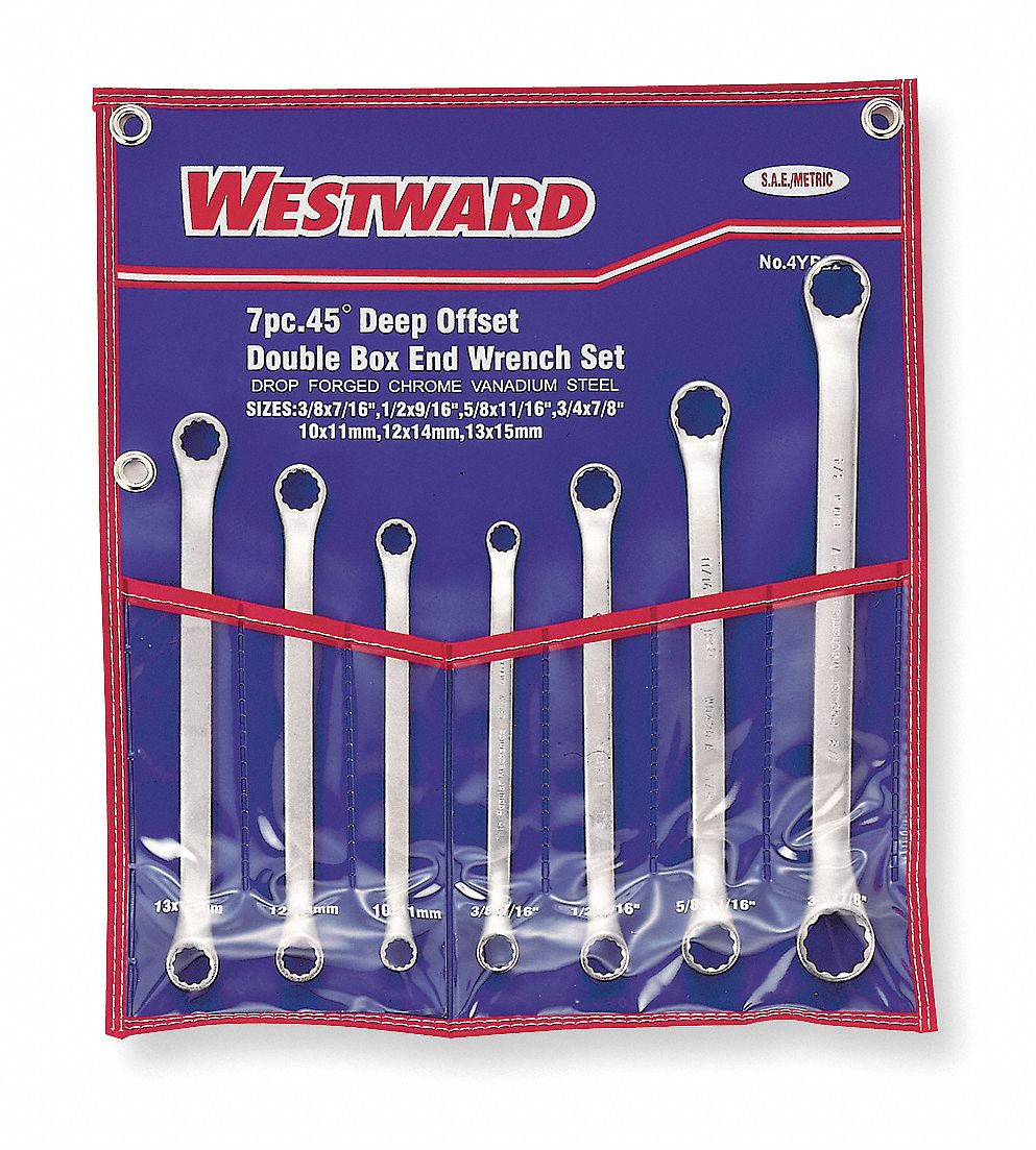 Box End Wrench Set, Satin, 3/8 in to 7/8 in, 10 to 15 mm - Grainger
