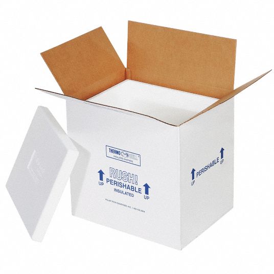 Insulated Shipping Container, Styrofoam, 6x4 1/2x3 in Inside LxWxH, 1. ...