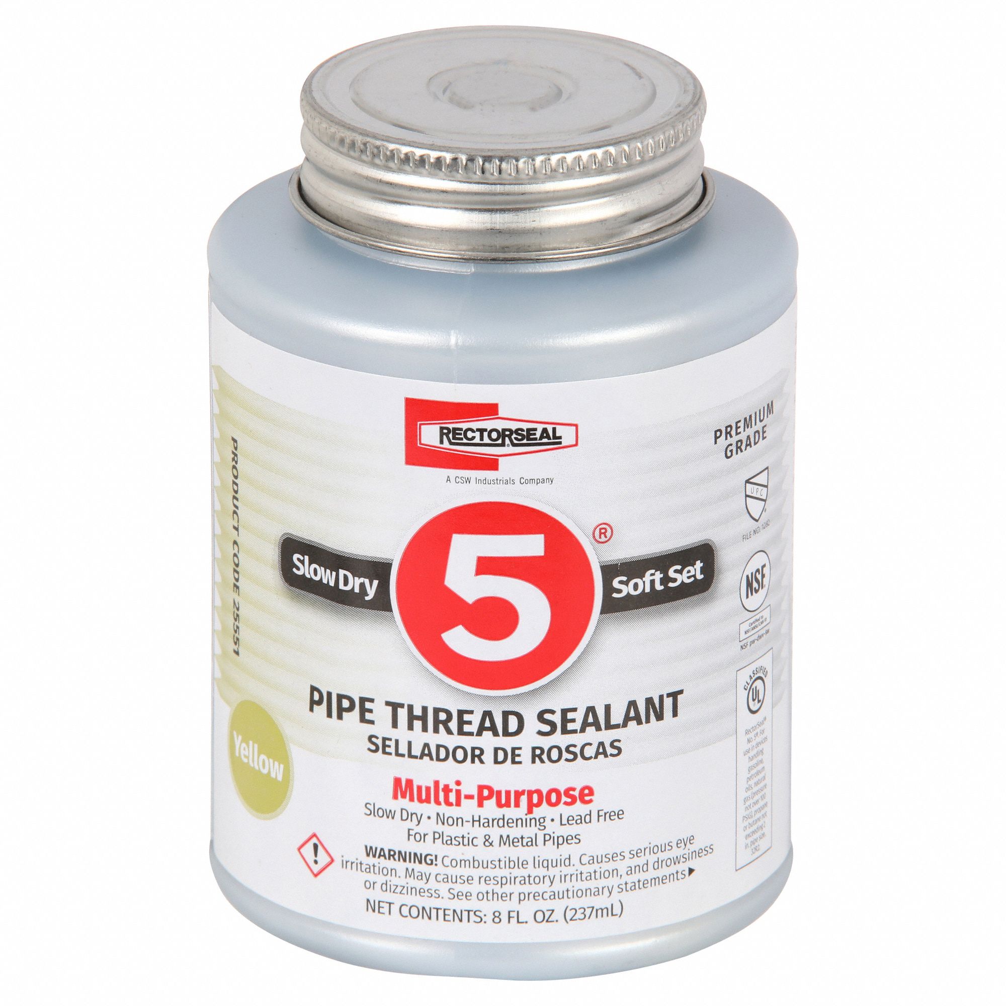 RECTORSEAL, No. 5, 8 fl oz, Pipe Thread Sealant - 4YRV9|25551 - Grainger