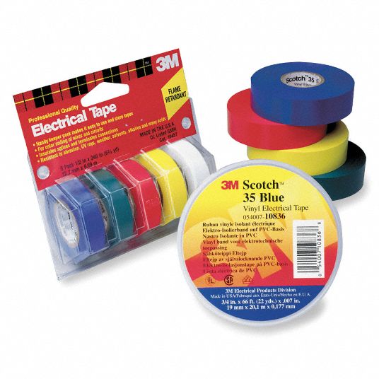 3M, 1/2 in Wd, 6 5/8 yd Lg, Multipack Electrical Tape - 4YT48|35 1/2" X ...