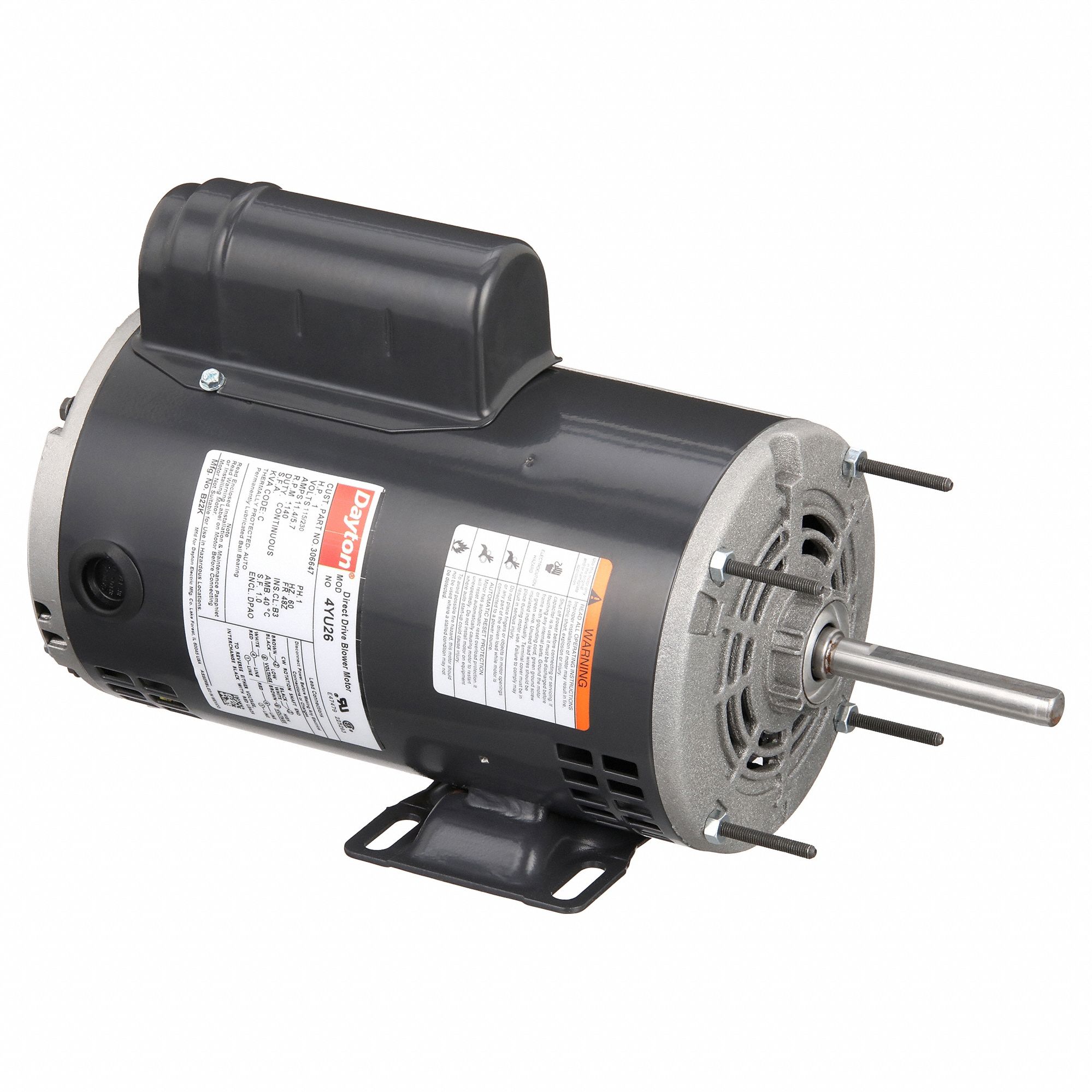 DAYTON, Rigid Base, Permanent Split Capacitor, Direct Drive Blower ...