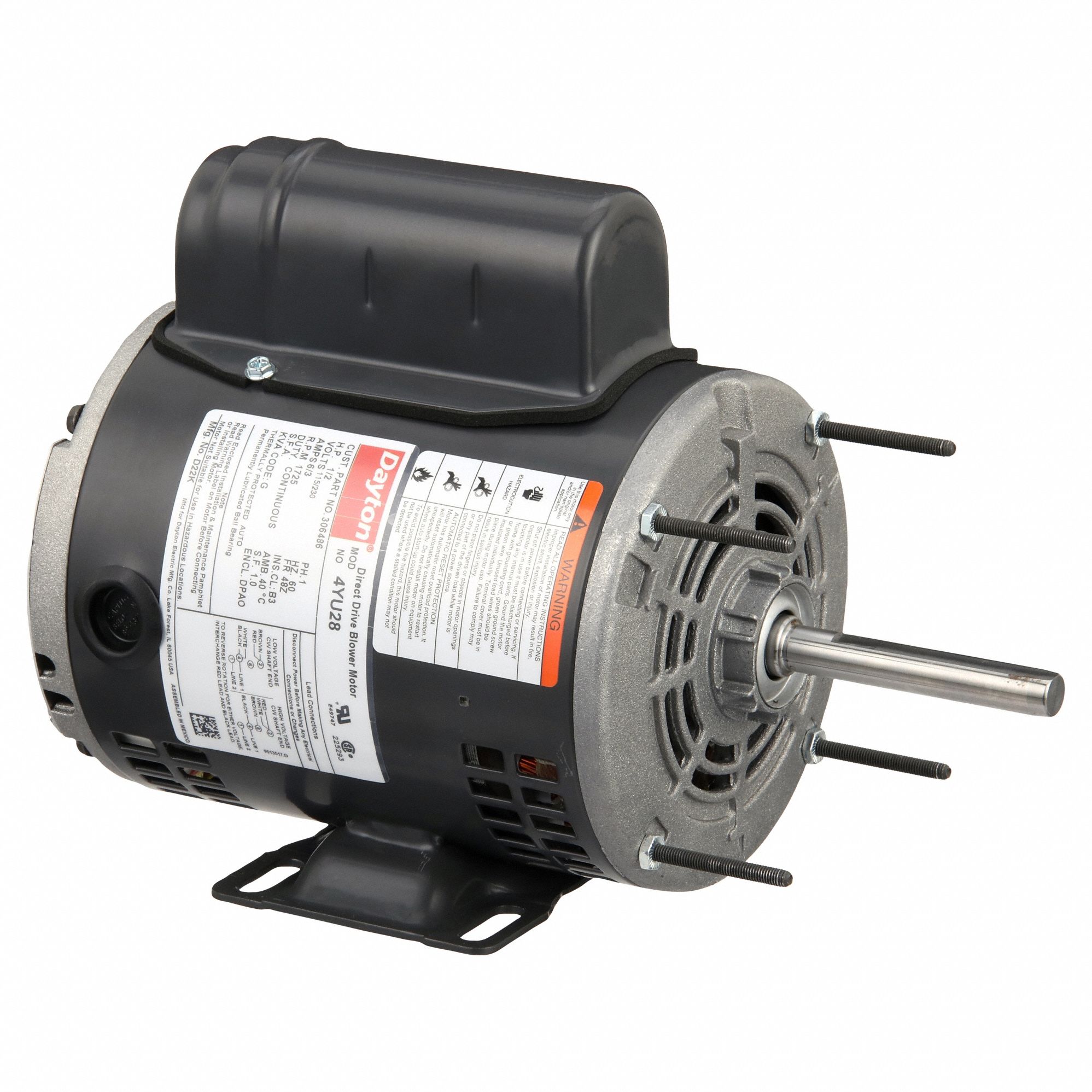 Rigid Base, Permanent Split Capacitor, Direct Drive Blower Motor ...