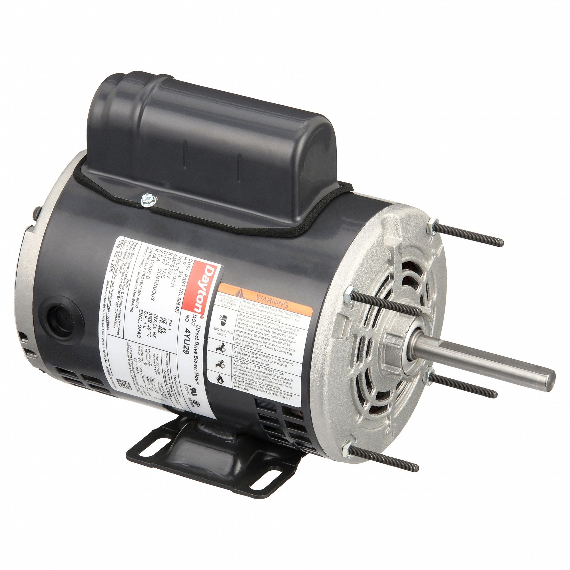 DAYTON, Rigid Base, Permanent Split Capacitor, Direct Drive Blower ...